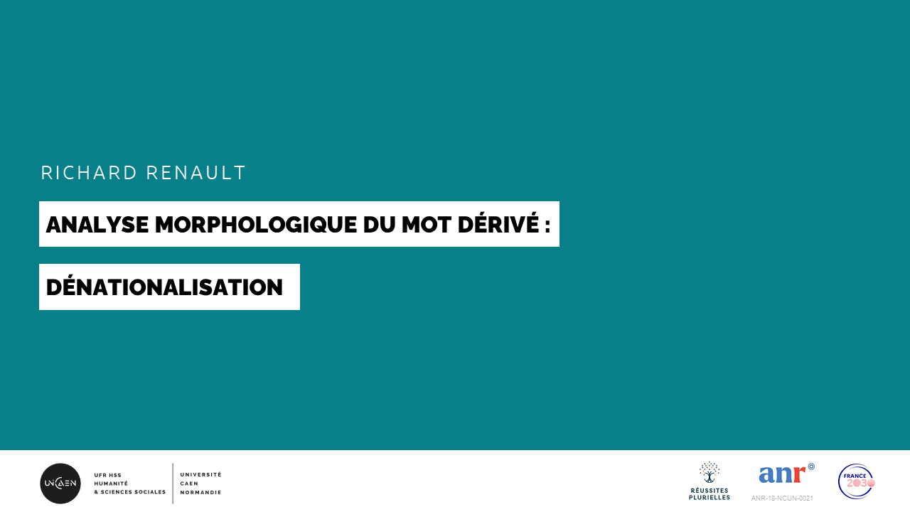Médiathèque Pédagogique - Analyse Morphologique Du Mot Dérivé : Dénati…