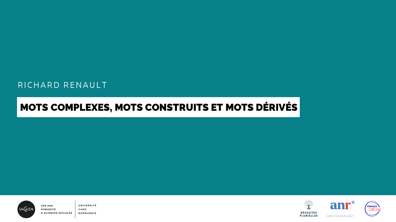 Médiathèque Pédagogique - Mots Complexes, Mots Construits Et Mots Déri…